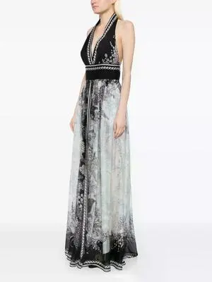 Elie Saab Printed Chiffon Maxi Dress