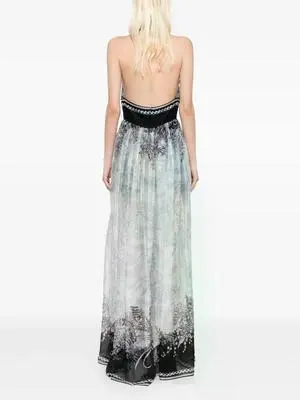 Elie Saab Printed Chiffon Maxi Dress