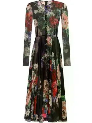 Dolce & Gabbana Floral-print Midi Dress - Black