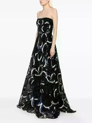 Elie Saab Embroidered Strapless Gown