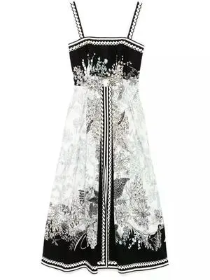 Elie Saab Printed Cotton Dress - Black