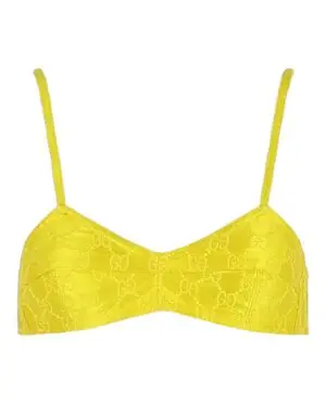 Gucci Embroidered Silk Bra - Yellow