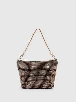 REISS Leah Crystal Pouch Bag - Gold