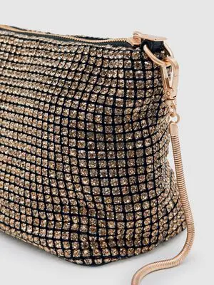 REISS Leah Crystal Pouch Bag - Gold
