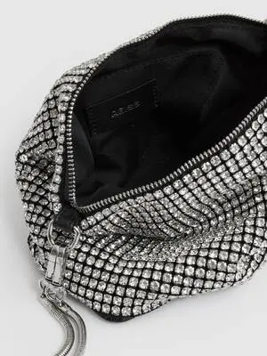 REISS Leah Crystal Pouch Bag - Silver