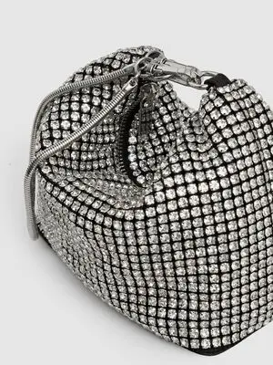 REISS Leah Crystal Pouch Bag - Silver