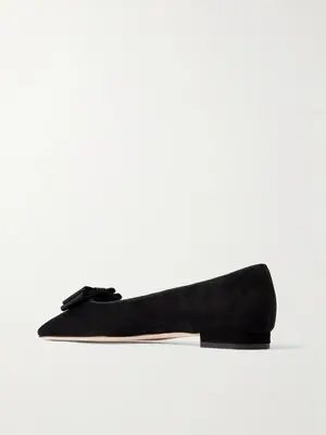 Manolo Blahnik Reador 10 Suede Flats - Black