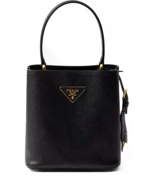 Prada Mini Saffiano Leather Panier Tote - F0002 Black