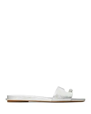 Tory Burch Pierced Slide Sandals - Bright Silver