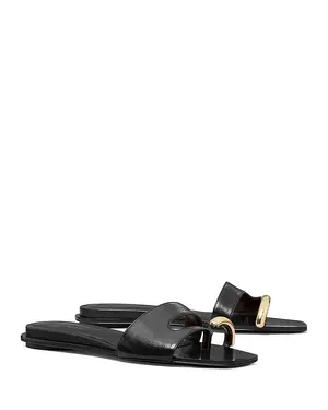 Tory Burch Pierced Slide Sandals - Perfect Black