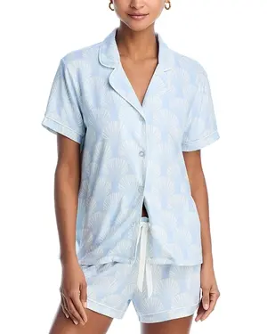Aqua Sleep Notch Collar Pajama Set - Exclusive Light Blue