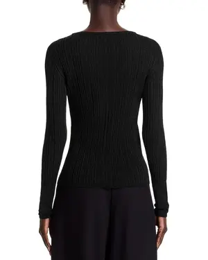 Majestic Filatures Metallic Rib V-neck Cardigan - Metal