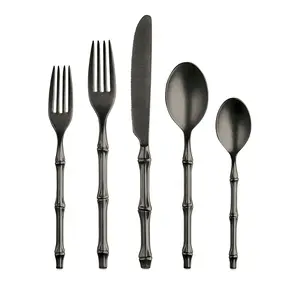 MEPRA Bali Pewter Champagne 5 Piece Flatware Set Pewter Black