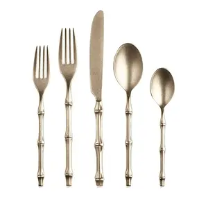 MEPRA Bali Pewter Champagne 5 Piece Flatware Set Pewter Champagne
