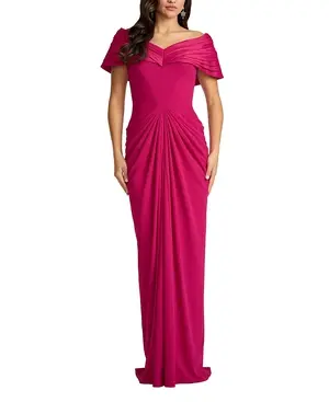 Tadashi Shoji Seraphine Pleated Gown - Hibiscus