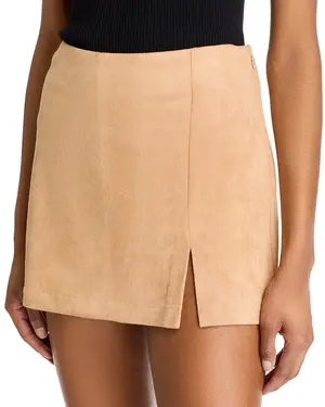 Aqua Faux Suede Skort