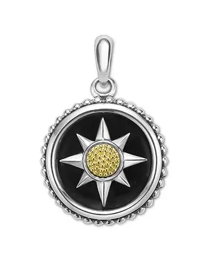 Lagos 18k Yellow Gold And Sterling Anthem Black Agate Starburst Amulet Pendant - Silver
