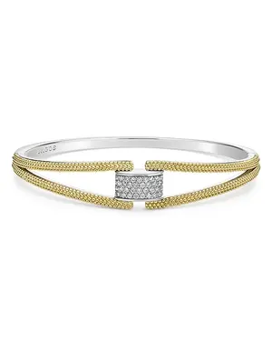Lagos 18k Yellow Gold And Sterling Diamond Bangle Bracelet - Silver