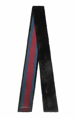 Cynthia Rowley Out East Faux Fur Silk Scarf - Black
