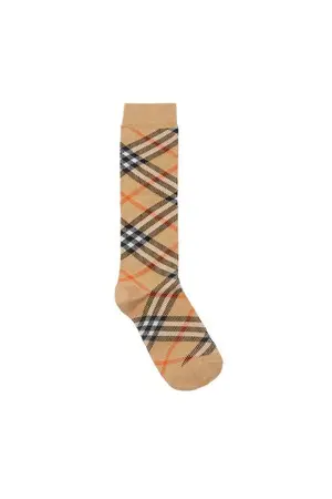 Burberry Check Cotton-blend Socks - Sand