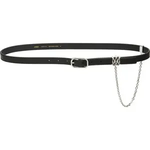 Amiri Ma Chain Skinny Leather Belt - Black Nickel