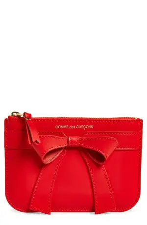 Comme Des Garçons Big Bow Leather Coin Purse - Red