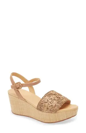 CHOCOLAT BLU Yizzy Platform Wedge Sandal - Toast Raffia
