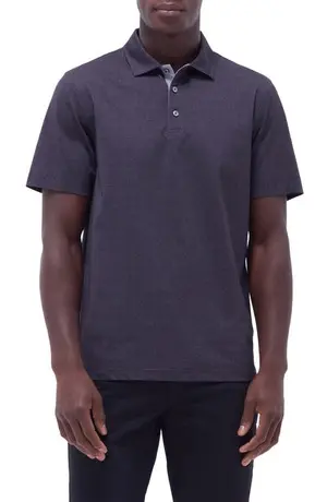 Bugatchi Vincent Ooohcotton® Double Knit Solid Polo Black