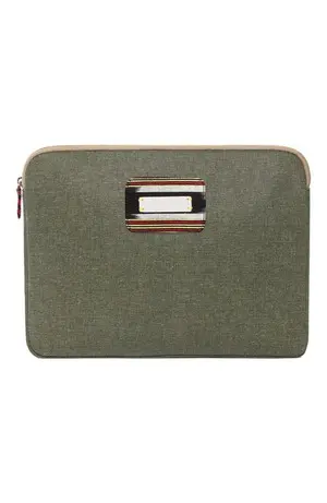 K'AI & VROSI Zipped Canvas Laptop Casefor 13" Green