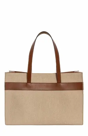 K'AI & VROSI Leather And Canvas Tote Bag With Pockets - Brown