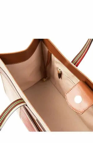 K'AI & VROSI Leather And Canvas Tote Bag With Pockets - Brown