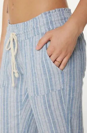 Roxy Oceanside Stripe Linen Blend Pants