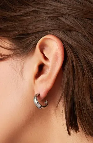 Jenny Bird Small Staple Hoop Earrings - Platinum