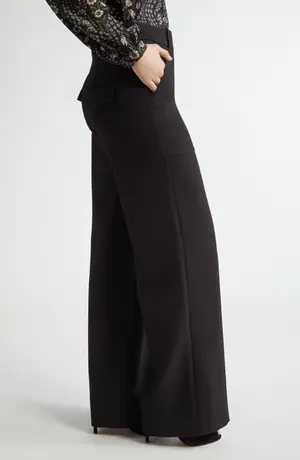 Veronica Beard Cole Wide Leg Trousers - Black