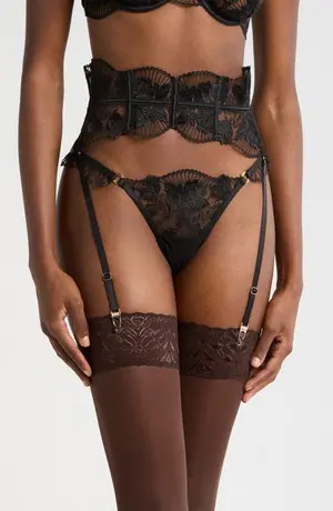 Bluebella Gabriella Waspie Suspender Belt - Black