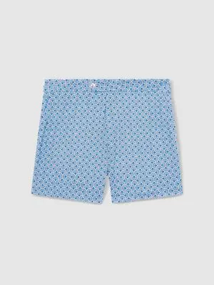 REISS Caprio Geometric Print Swim Shorts - French Blue
