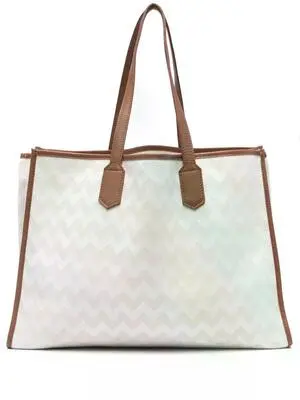 Eleventy Chevron Print Tote Bag - Neutrals