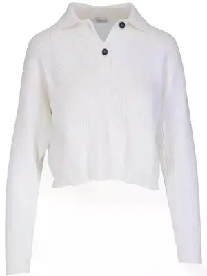 Brunello Cucinelli Ribbed Polo Top