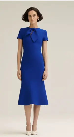 Scanlan Theodore Crepe Knit Cravat Dress Blue