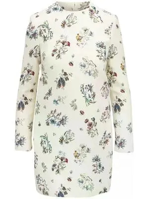 Adam Lippes Floral Print Mini Dress - Neutrals