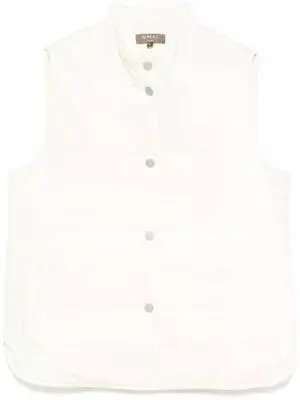 N.peal Button Through Quilted Gilet - White