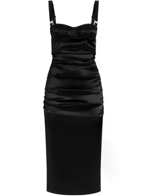 Dolce & Gabbana Ruched Satin Midi Dress