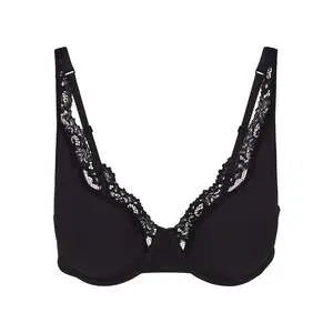 SKIMS Fits Everybody Lace Unlined Full Coverage Bra - Onyx