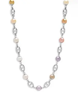 NIALAYA JEWELRY Pearl Mariner Chain Necklace - Silver