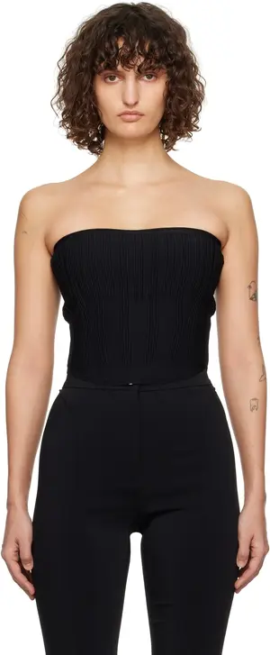 MUGLER Knit Bustier Camisole - 1999 Black