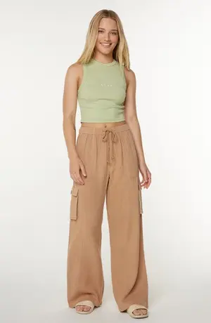 Roxy Precious Cargo Cotton Gauze Pants - Praline Solid