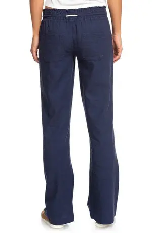 Roxy Oceanside Linen Blend Drawstring Pants - Mood Indigo