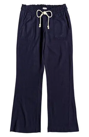 Roxy Oceanside Linen Blend Drawstring Pants - Mood Indigo