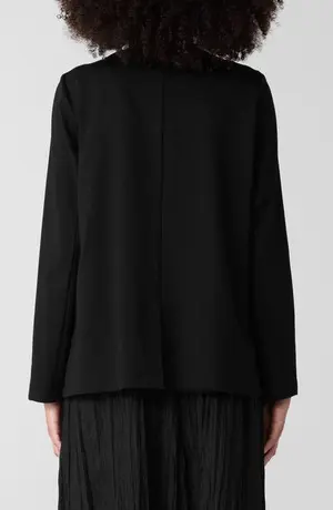 Eileen Fisher V-neck Ponte Longline Jacket - Black