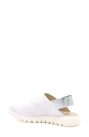 AMALFI BY RANGONI Elettrona Slingback Flat - White Parmasoft Silver Elastic